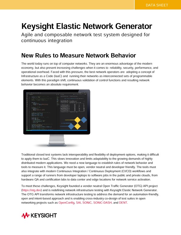 Keysight Elastic Network Generator PDF Asset Page | Keysight
